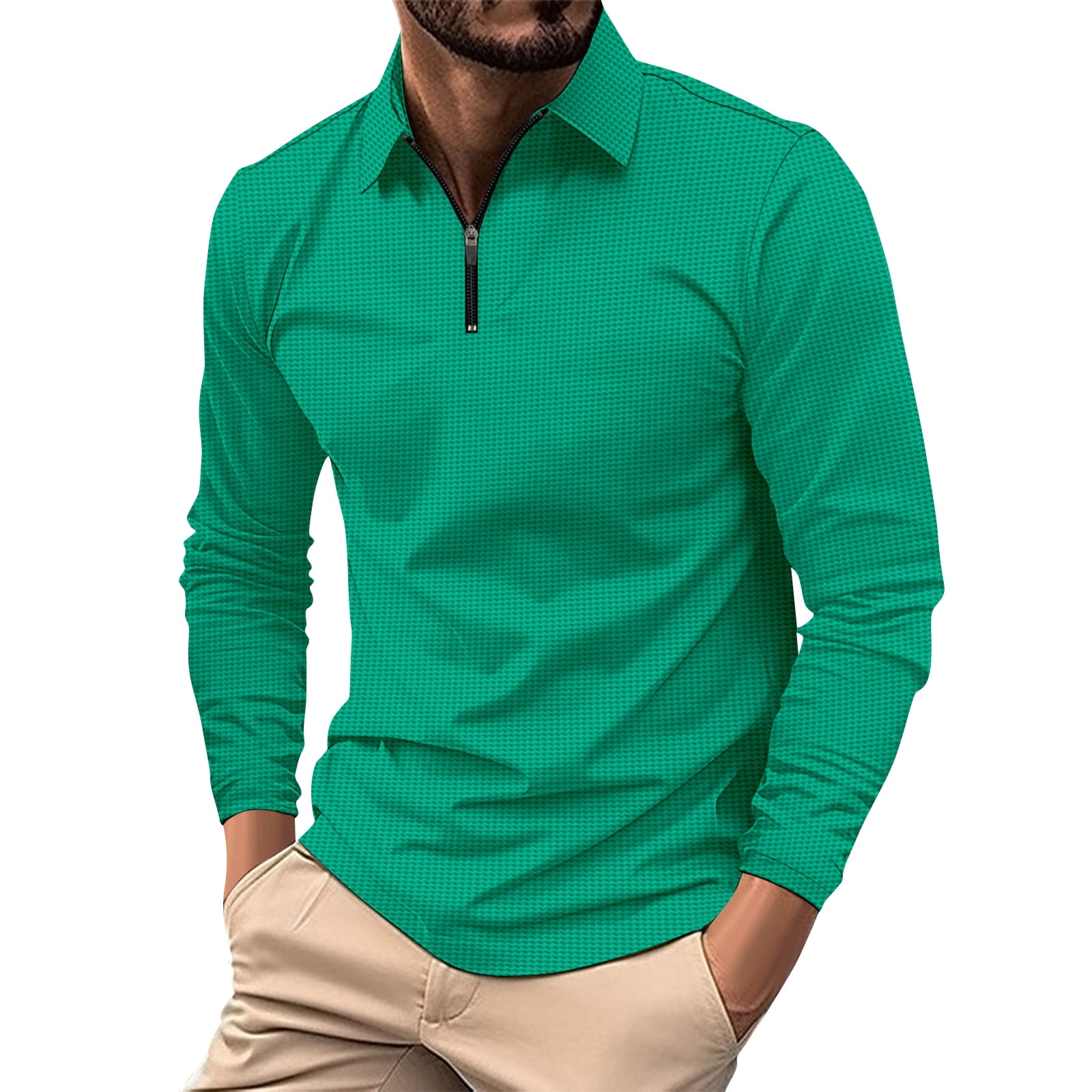 LWavelet Men's Houndstooth Quarter-Zip Shirt - Subtle Pattern Design ...