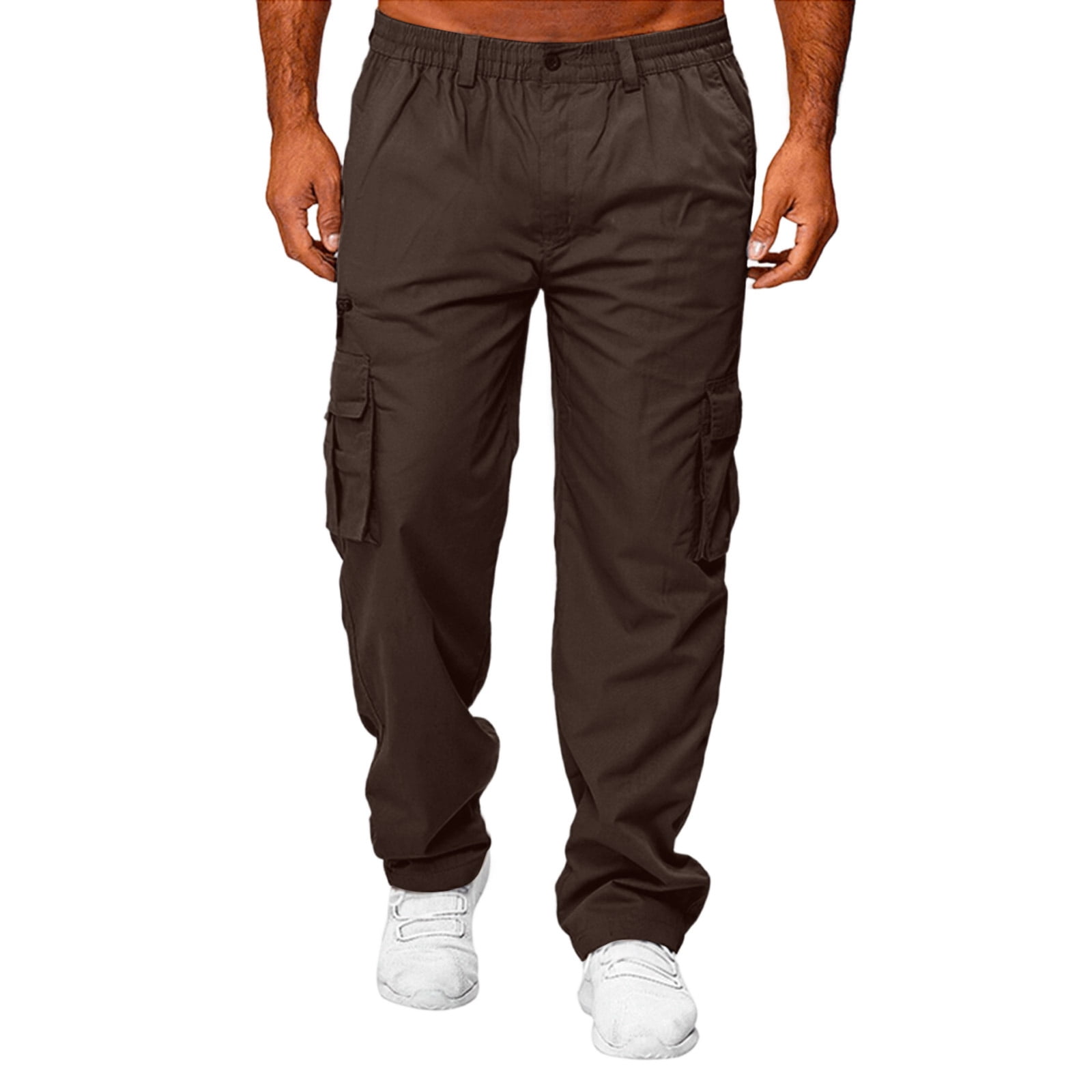 LWavelet Men's Relaxed Fit Cargo Pants Elastic Waist with Side & Cargo ...