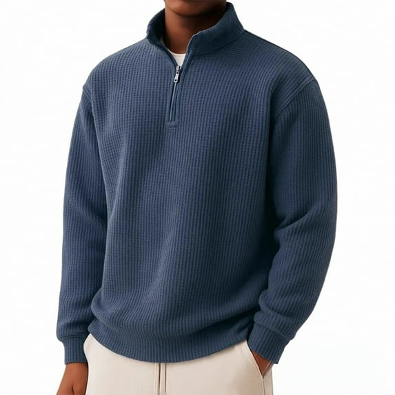 LWavelet Men's Ribbed Quarter-Zip Pullover - Cozy Texture, Great for ...