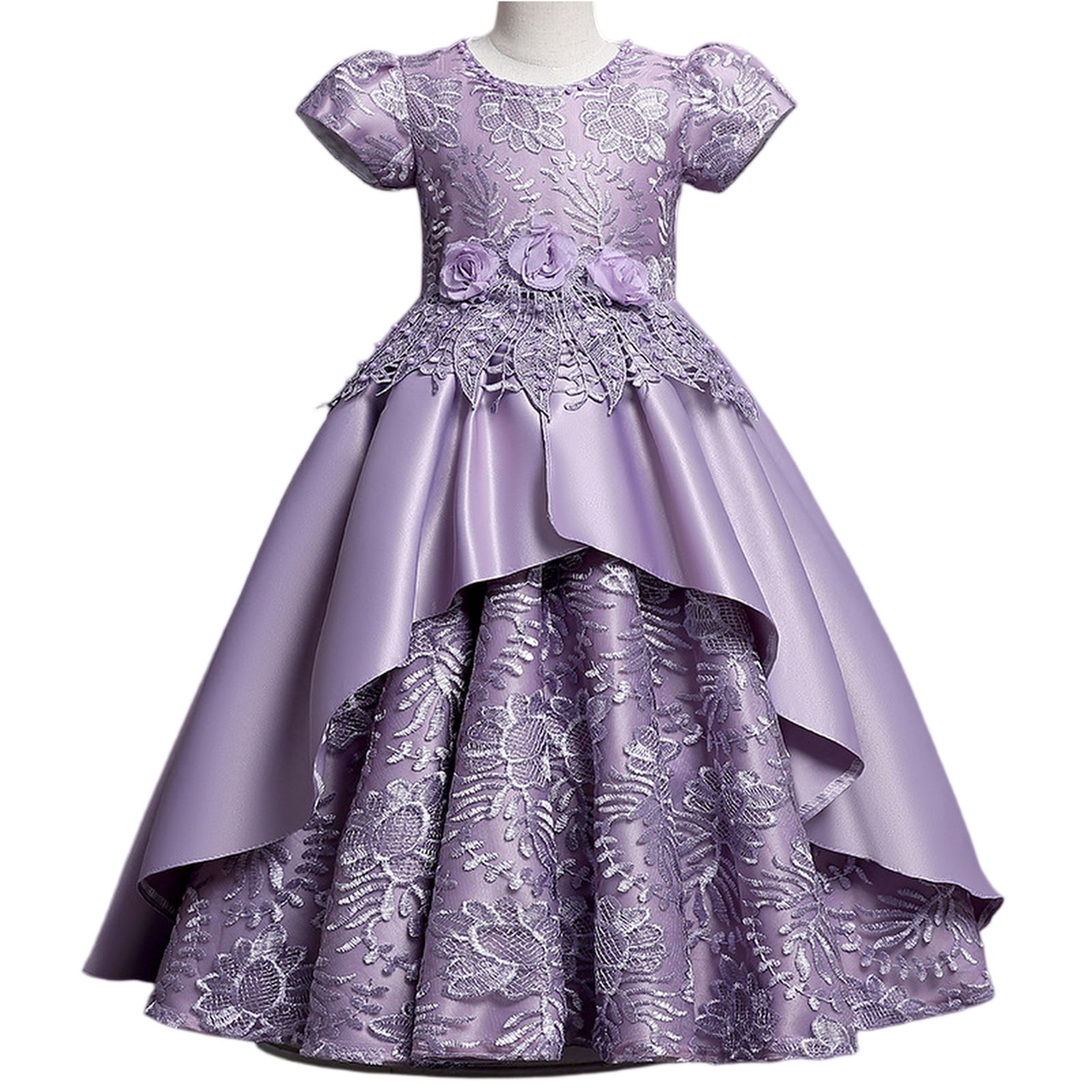LWavelet Princess Dress Costume for Little Girl Puff Sleeves Blue Fancy ...