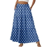 LWavelet Women's Polka Dot Tiered Maxi Skirt, Elastic Waist with ...