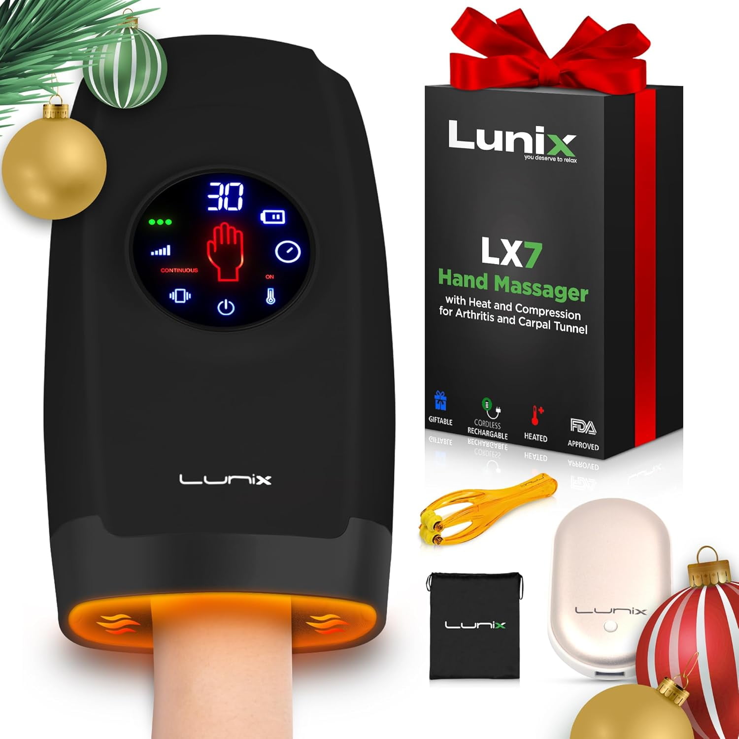 LX7 Electric Hand Massager with Compression, Pressure Point Therapy for ...