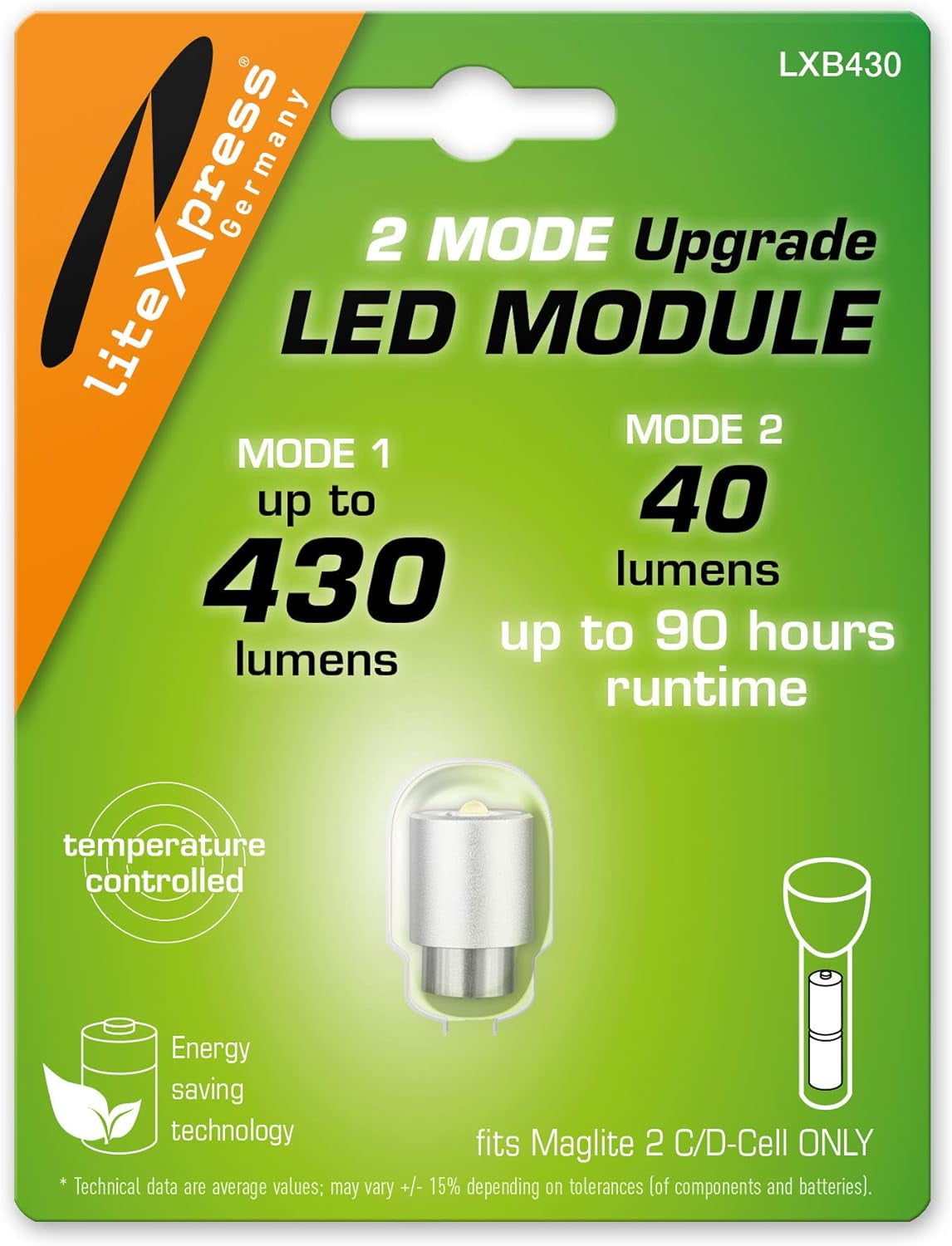 LXB430 2 Mode LED Upgrade Module 430 or 40 Lumen Only for 2 C/D Cell ...