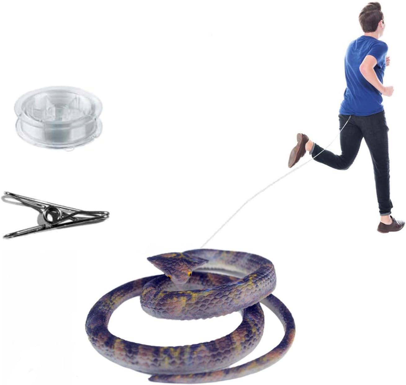 LXF 27.6 Inch Snake Prank with String Clip, Snake on a String Prank ...
