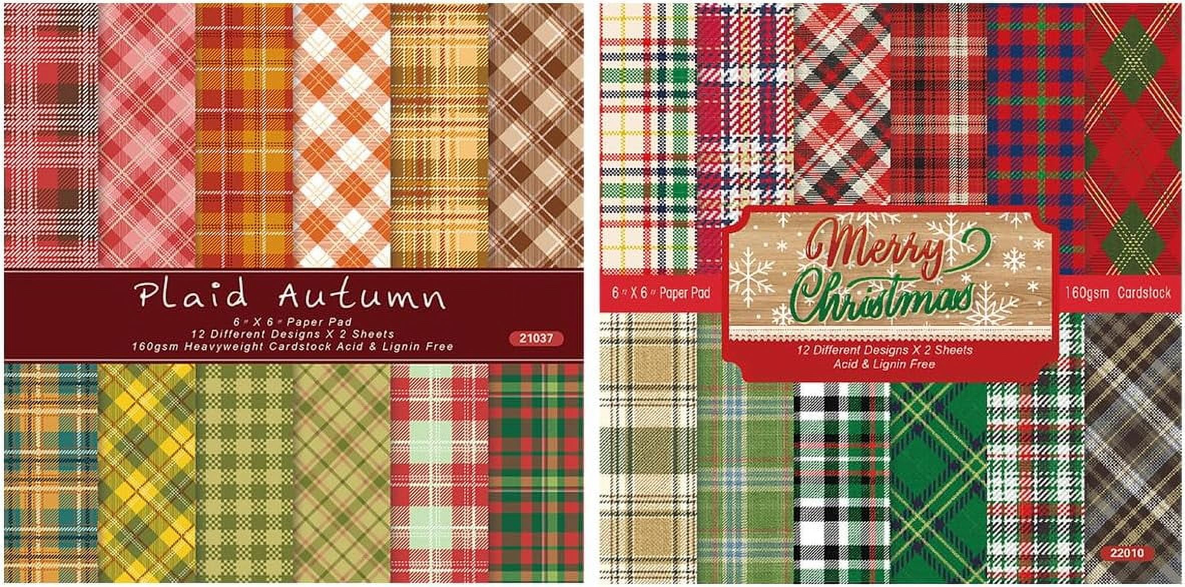 LXF 48 Sheets 6'' x 6'' Plaid Pattern Scrapbook Paper Christmas One ...