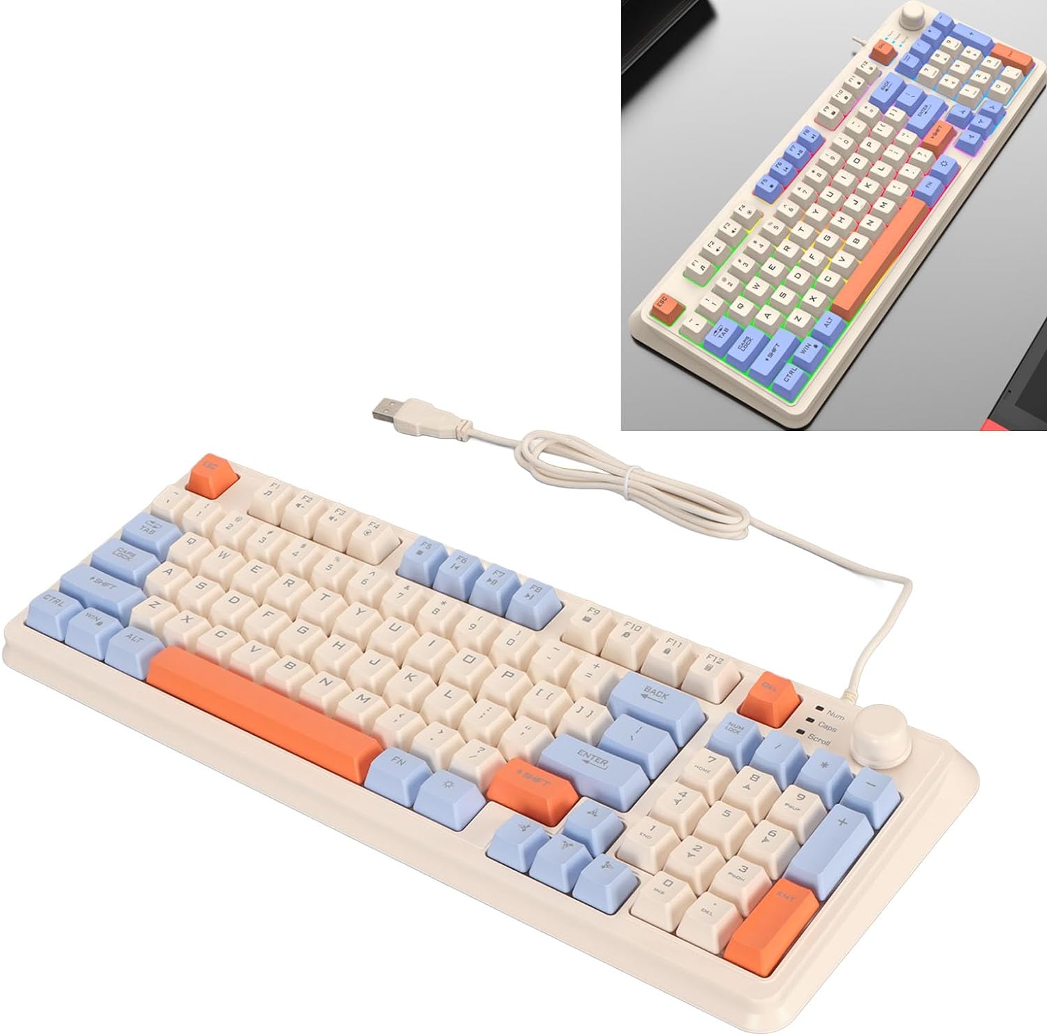 LXF USB Wired Gaming Keyboard, K82 Colored LED Backlit Mechanical ...