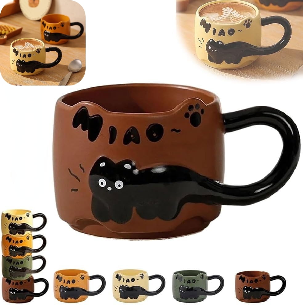 LXH Cat Cat Stacked Cup, Cute Stackable Coffee Mugs, 4 Styles Ceramic Coffee Mugs with, Funny ...