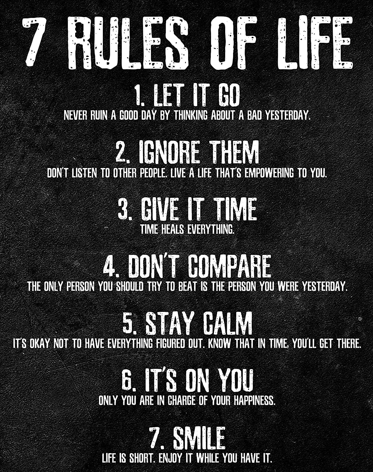 LXHB 7 Rules of Life Motivational Poster, Prted on Premium Cardstock ...