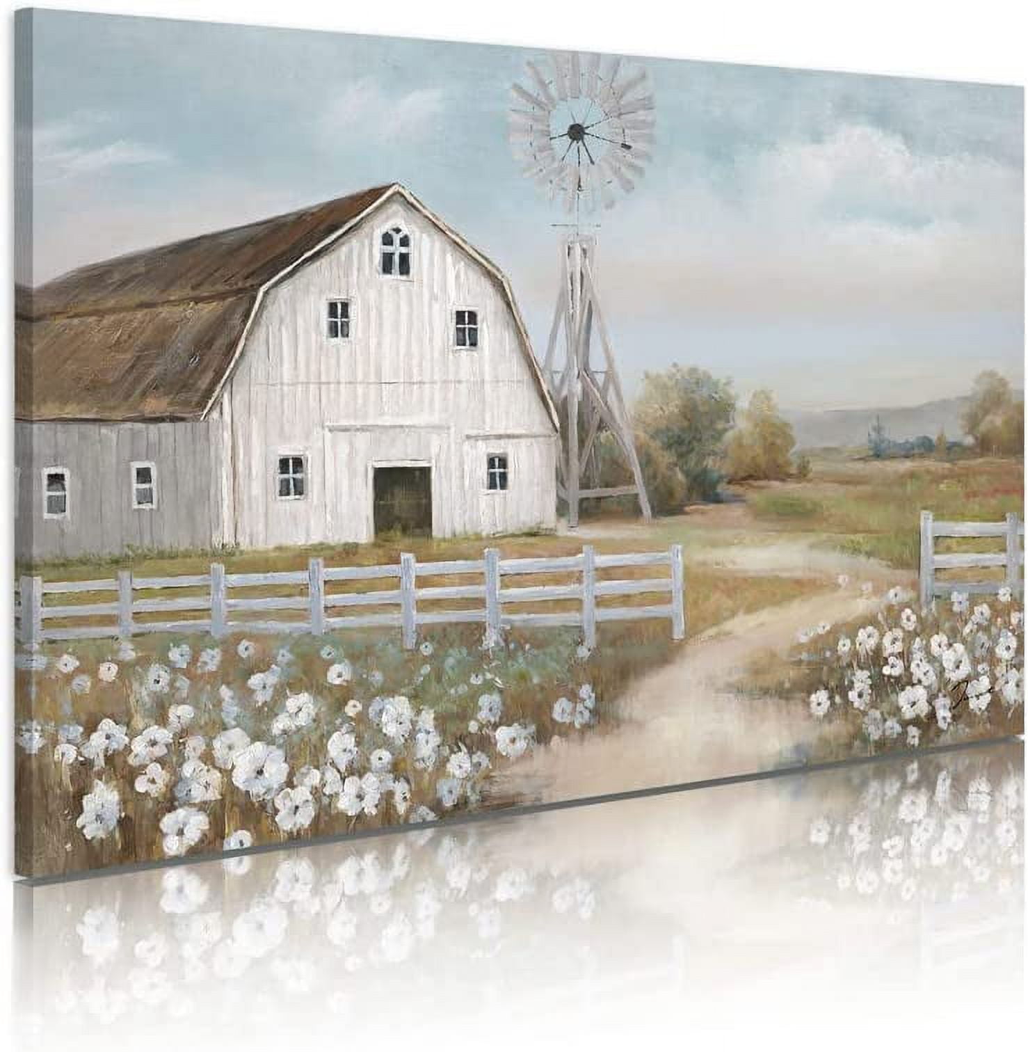 LXHB Barn Prints Farmhouse Old Barn Wall Art Handpainted Barn Painting ...