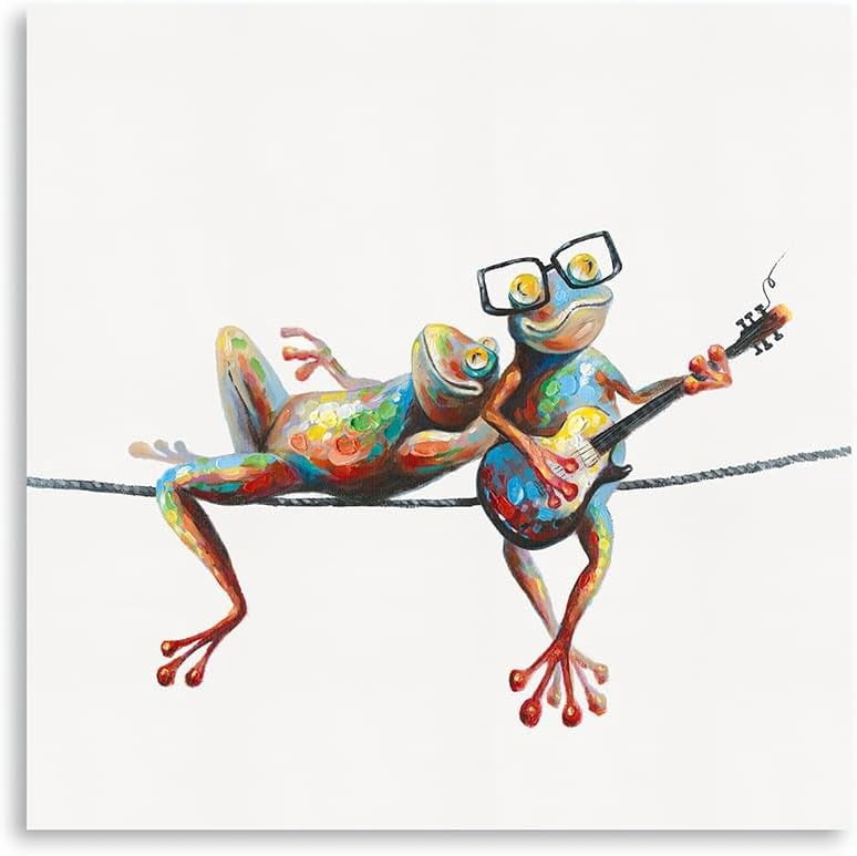 LXHB Canvas Frog Wall Art Decor: Side by Side Frogs with Glasses Art ...