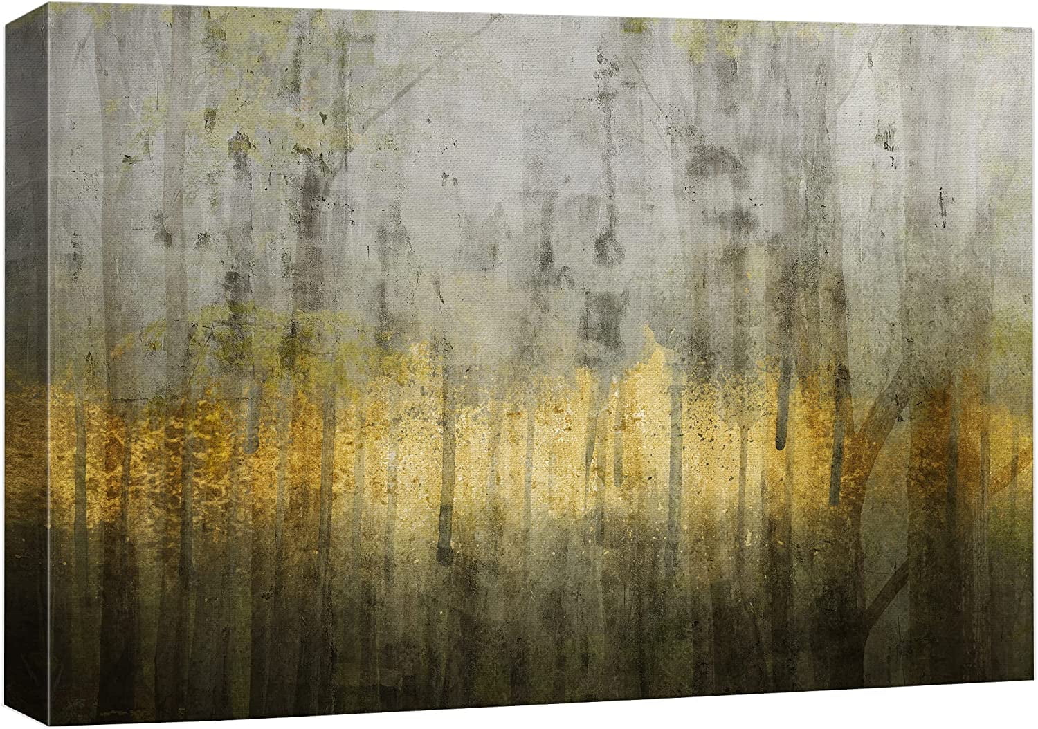 LXHB Canvas Prt Wall Art Grunge Gold & Black Abstract Landscape ...
