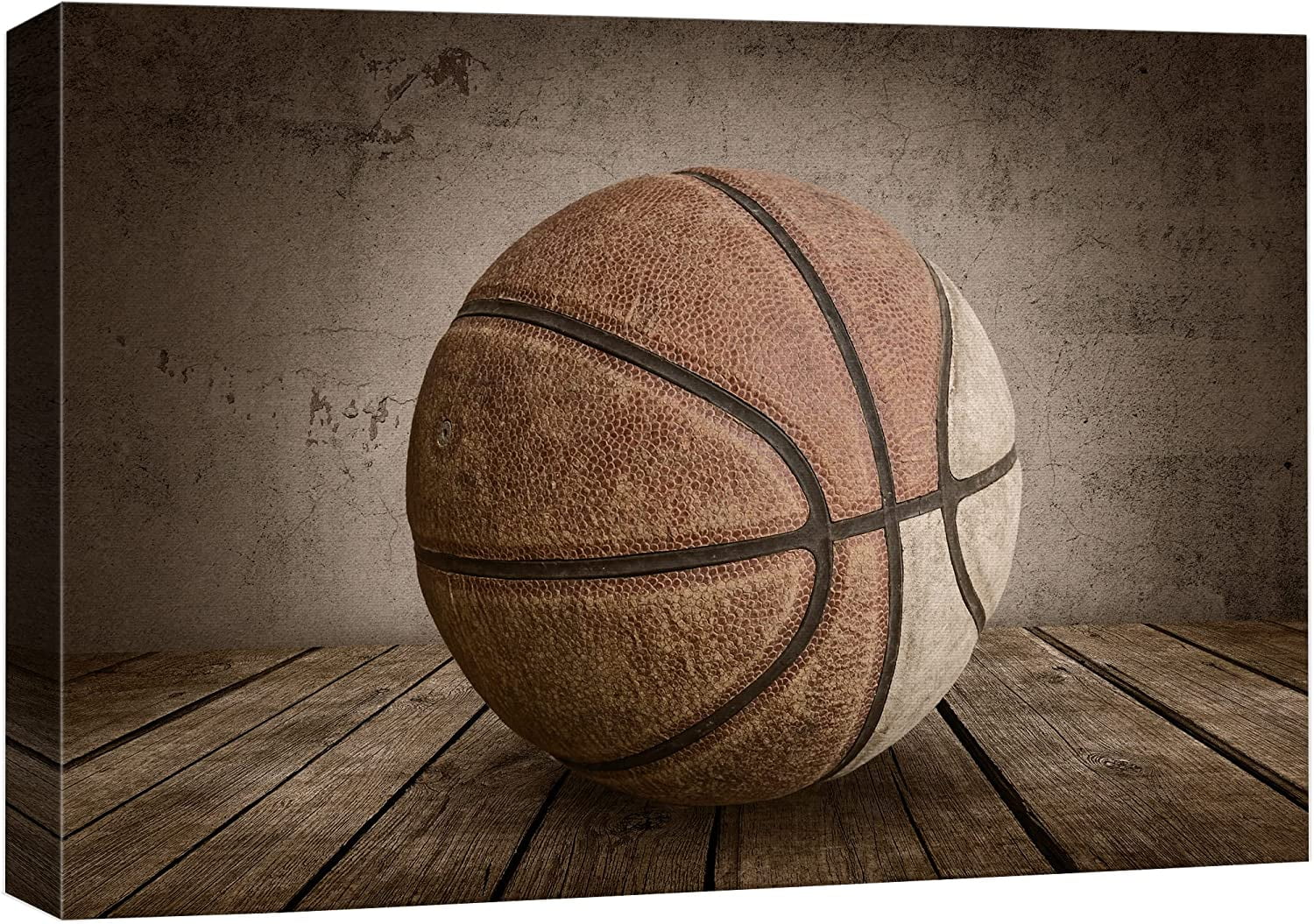 LXHB Canvas Prt Wall Art Retro Faded Basketball on Wood Panels Sports ...