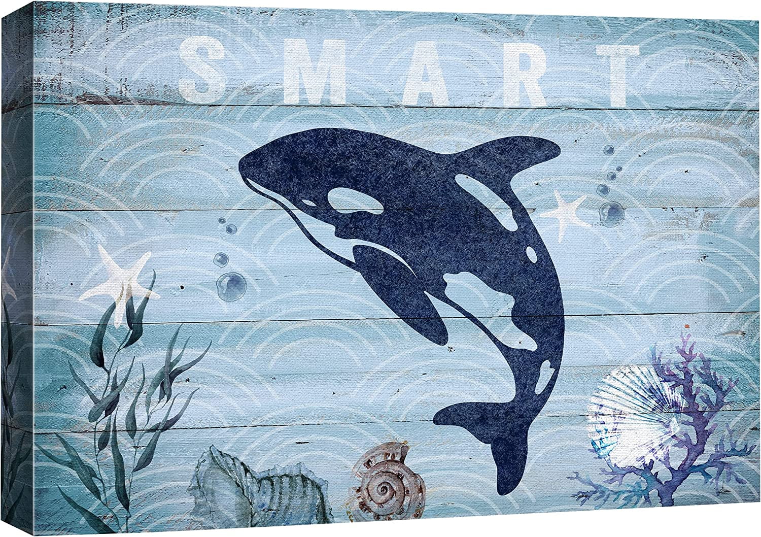 LXHB Canvas Prt Wall Art Smart Whale Prt with Starfish Amphibians Ocean ...