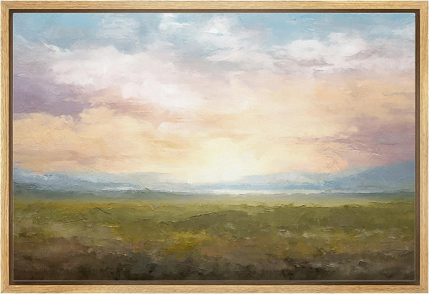 LXHB Canvas Prt Wall Art Sunset Sky Rustic Grass Field Nature ...