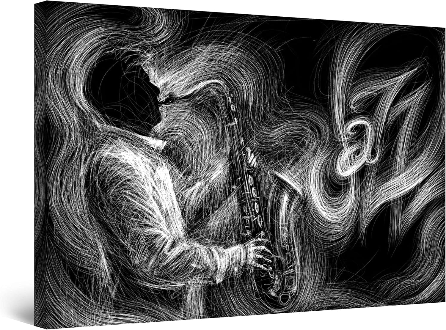 LXHB Canvas Wall Art - Jazz Sger Black White - Stretched Prt, Modern for Bedroom or Livg Room ...