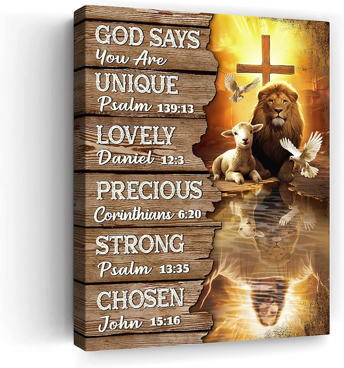 LXHB Christian Lion Wall Art Lion Of Judah Lamb Cross Canvas Wall Decor ...
