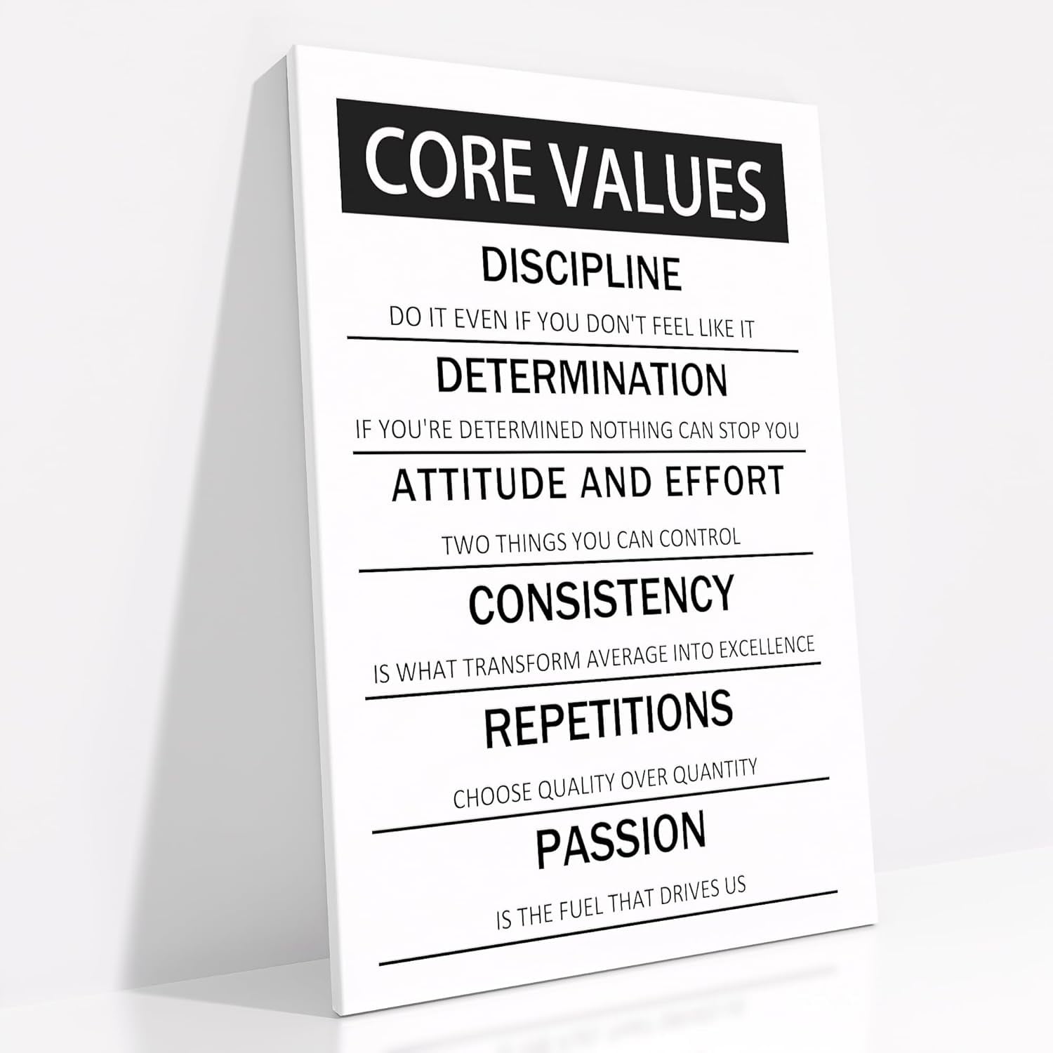 LXHB Core Values Motivational Wall Art Canvas Poster Black and White ...
