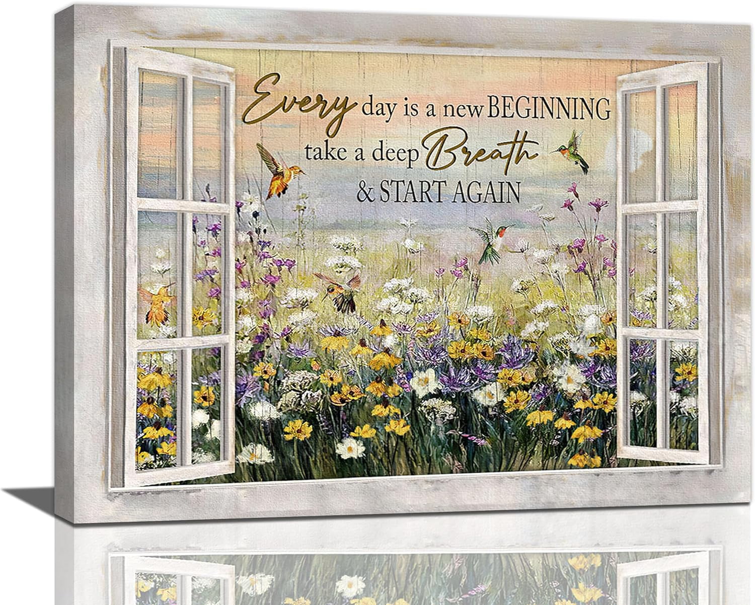 LXHB Farmhouse Bathroom Flower Wall Art Country Floral Wdow Hummgbird ...