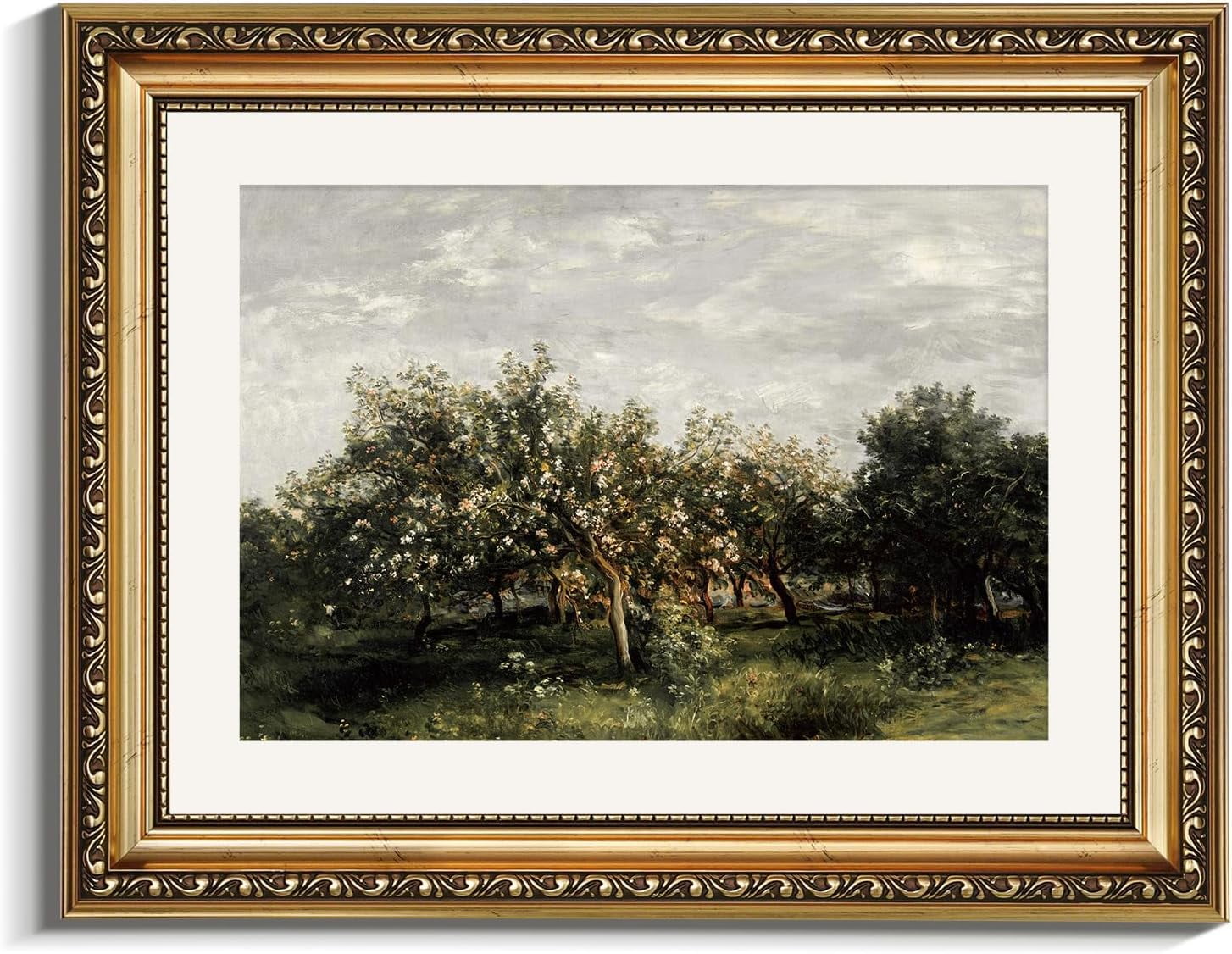 LXHB Gold Wall Art Canvas Prt Home Decor Fruit Trees Vtage Oil Patg Prts Modern Blossom Apple ...