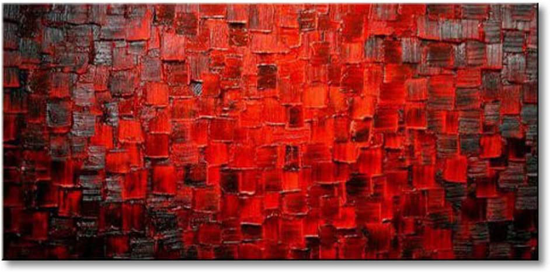 LXHB Hand Pated Modern Oil Patg Texture Red Abstract Canvas Wall Art ...
