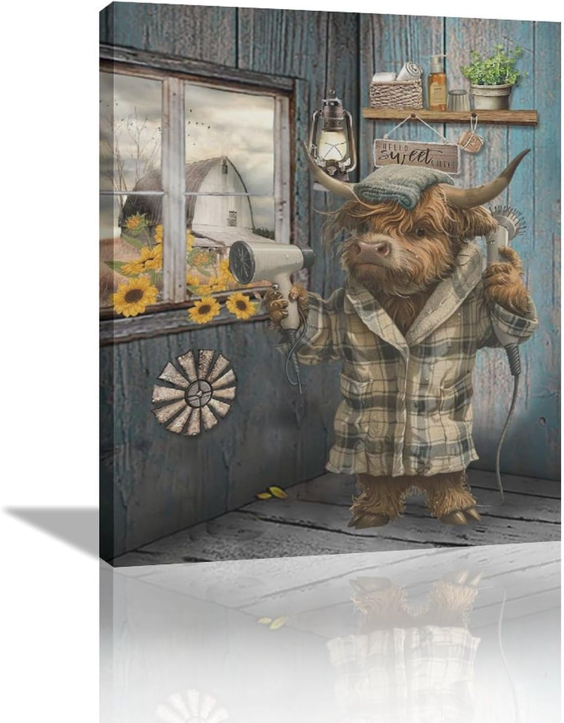 LXHB Highland Cow Wall Art Farmhouse Bathroom Pictures Wall Decor ...