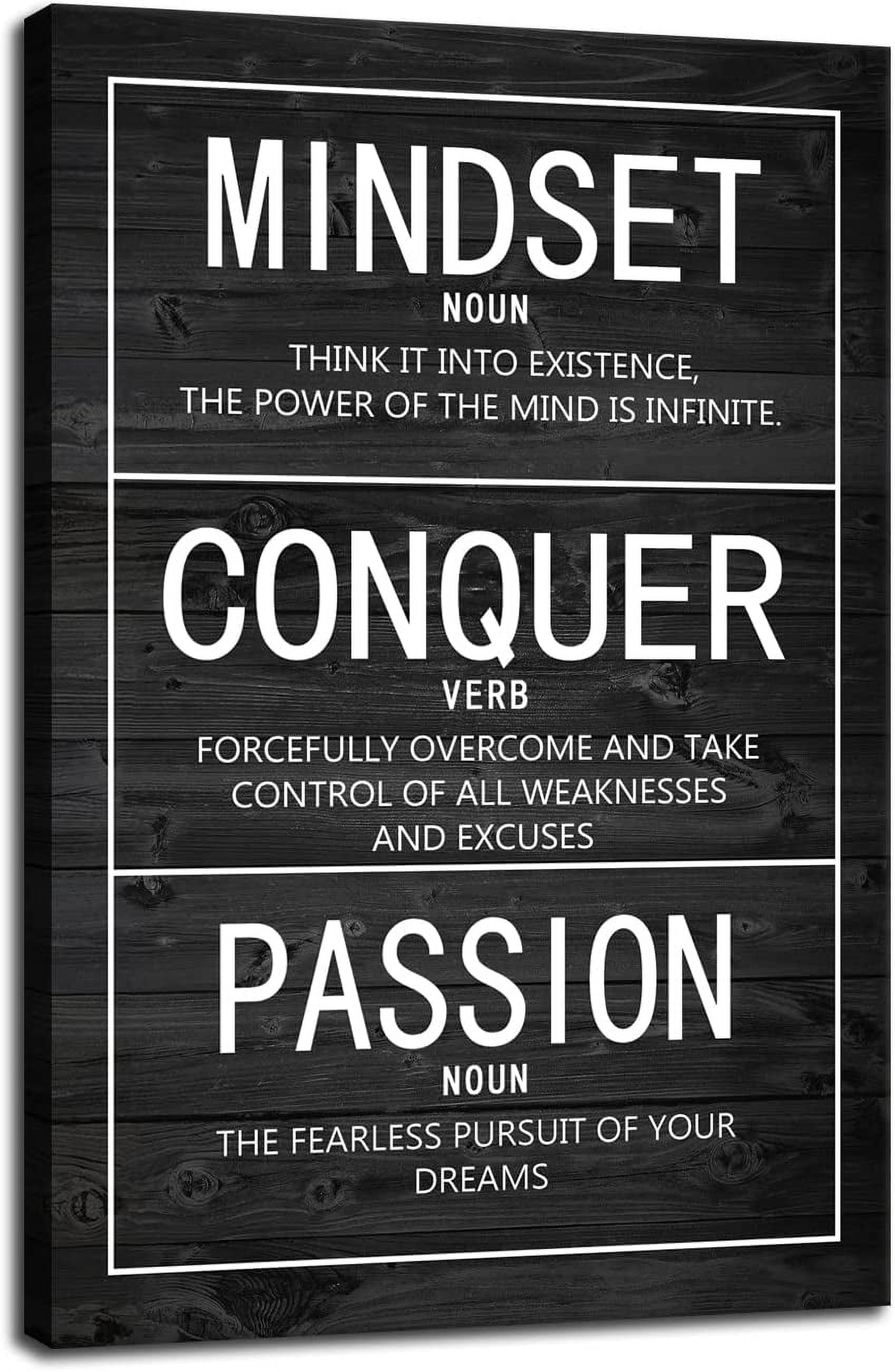 LXHB Inspirational Poster Passion Mindset Conquer Motivational Canvas ...