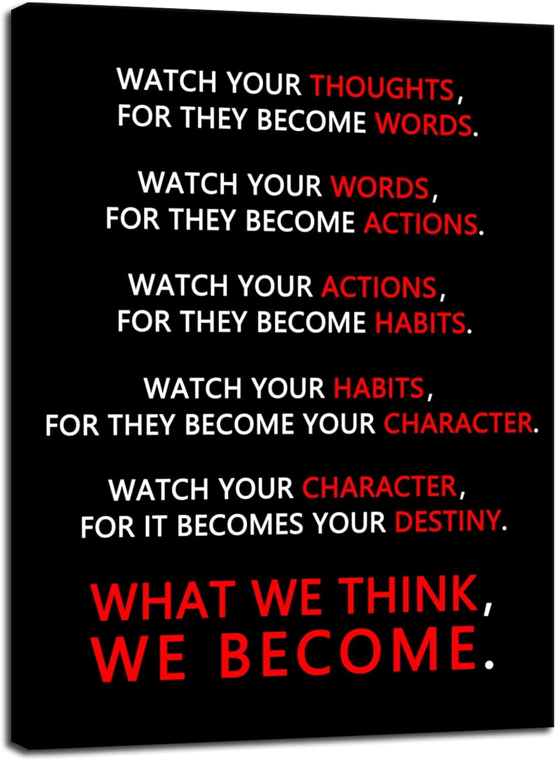 LXHB Inspirational Wall Art Watch Your Thoughts Motivational Canvas ...