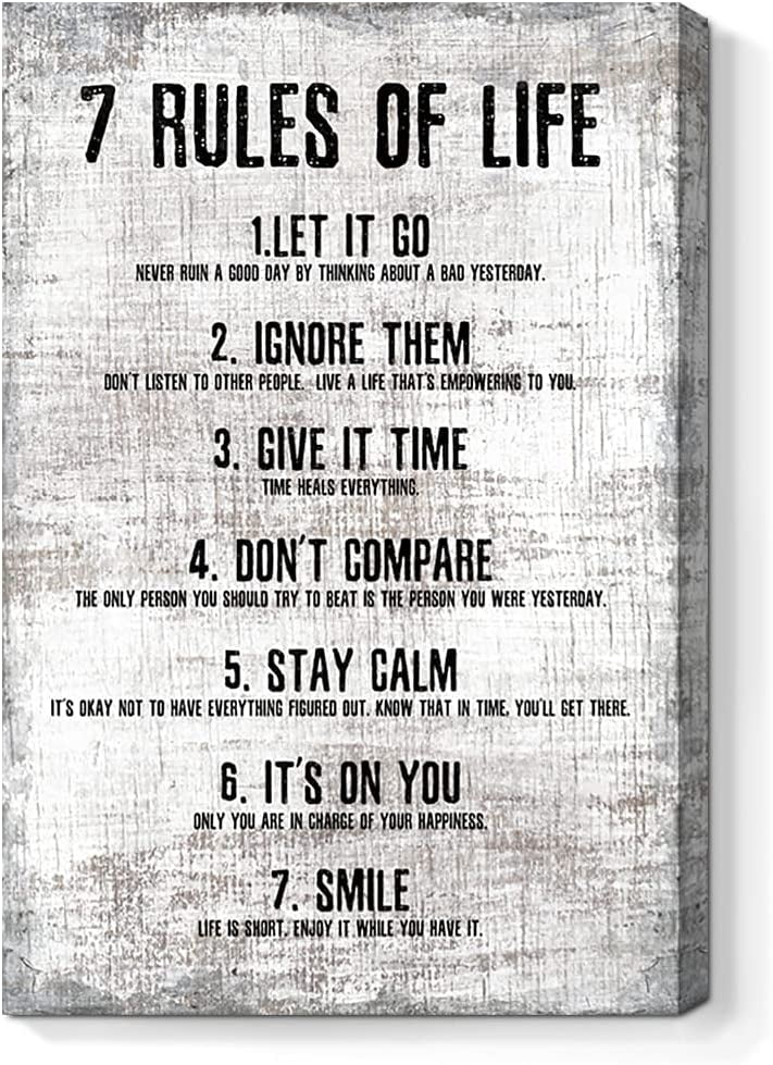 LXHB Inspirational Wall for Living Room Office Decor 7 Rules of Life ...