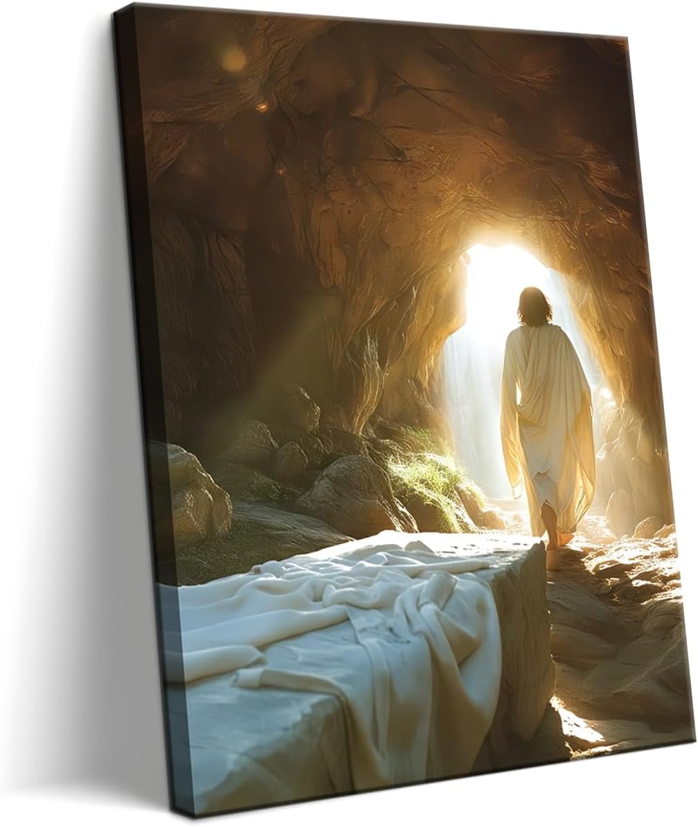 LXHB Jesus Canvas Wall Art, Christian Jesus Leaves the Tomb Wall Decor ...