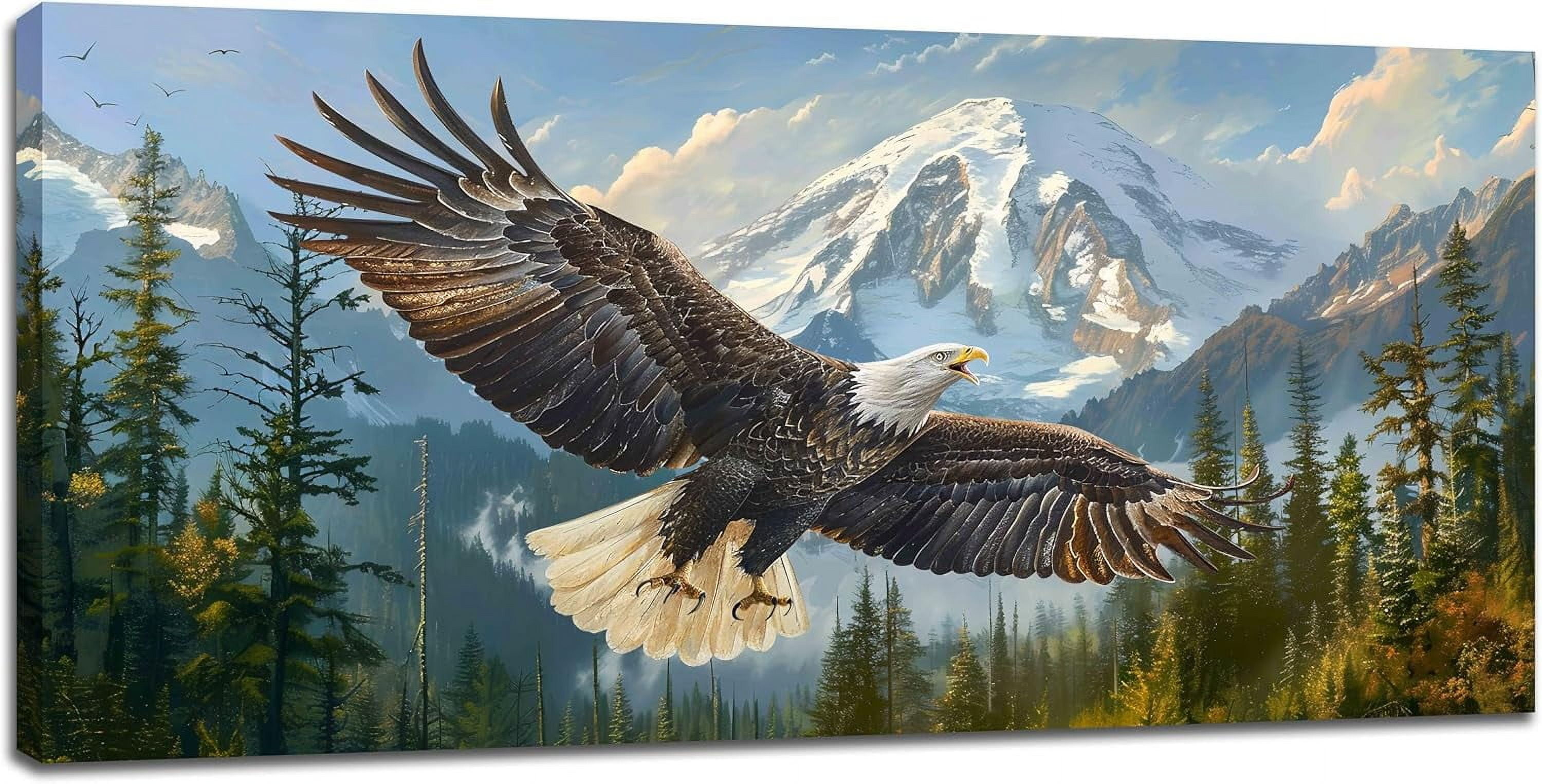 LXHB Large Bald Eagle Wall Art American Flying Pictures Canvas Painting ...
