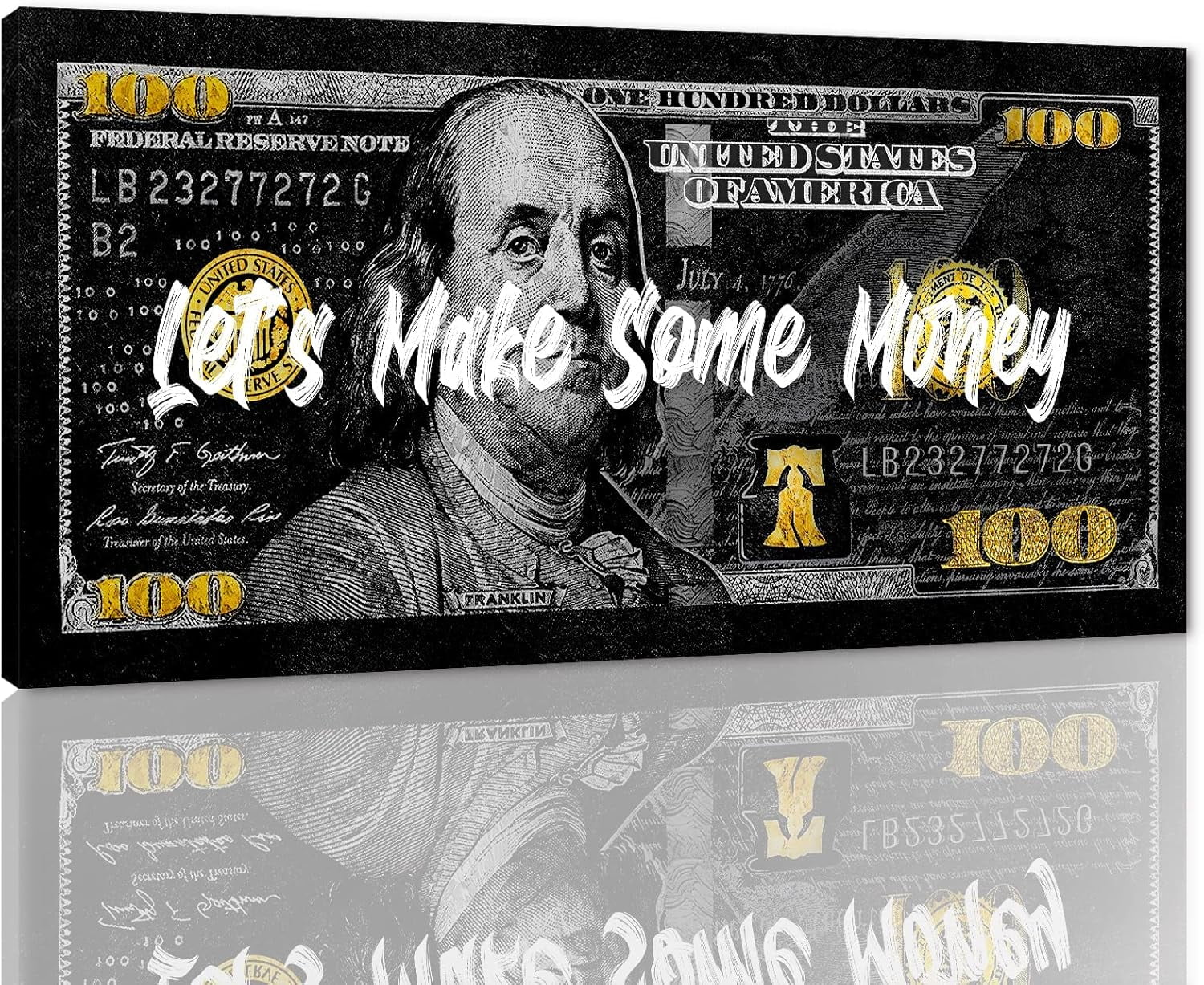 LXHB Large Money Canvas Art Obsidian Frankl 100 Dollar Art Prt with ...