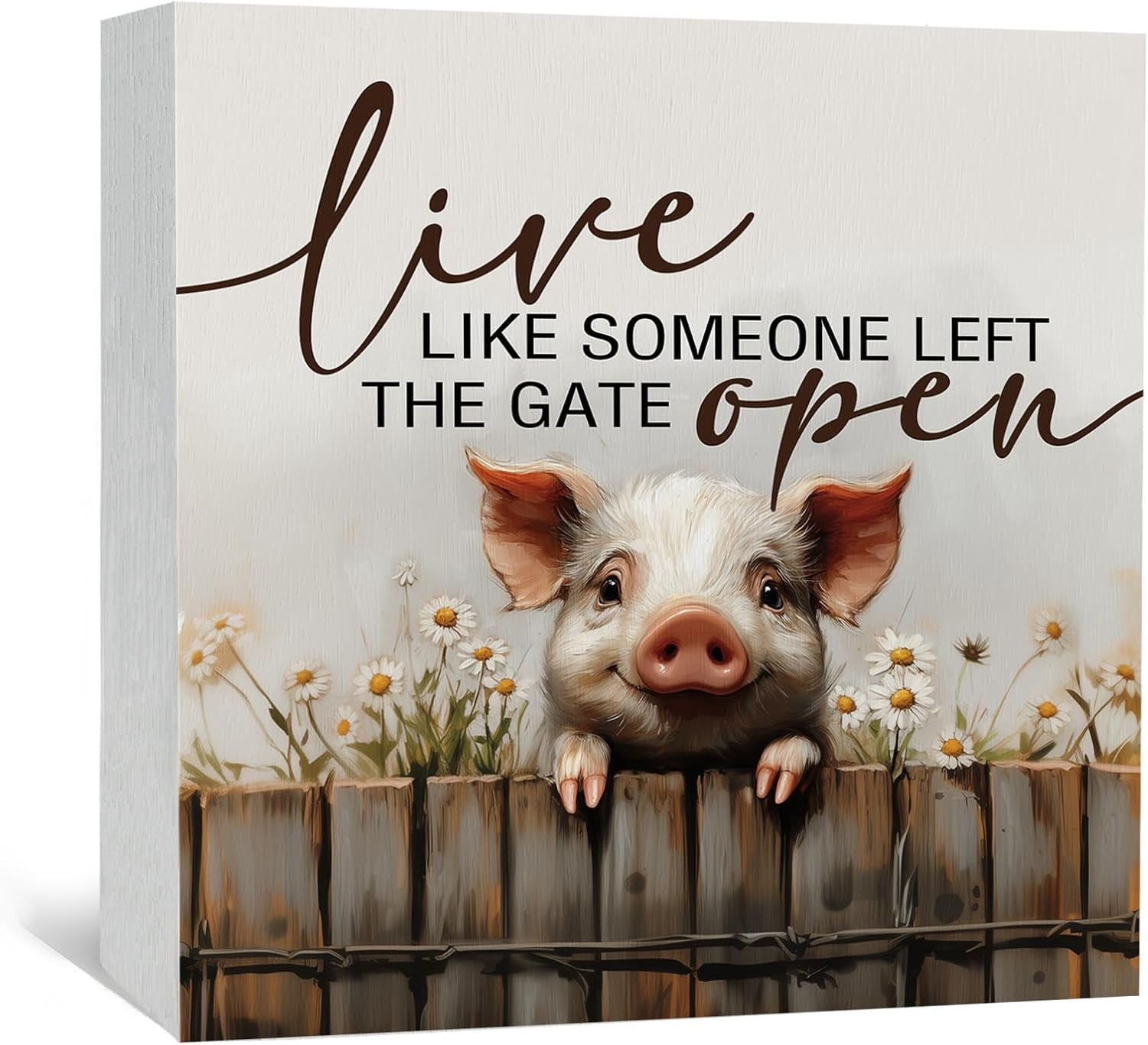 LXHB Live like Someone Left the Gate Open Pig Sign,Farm House ...