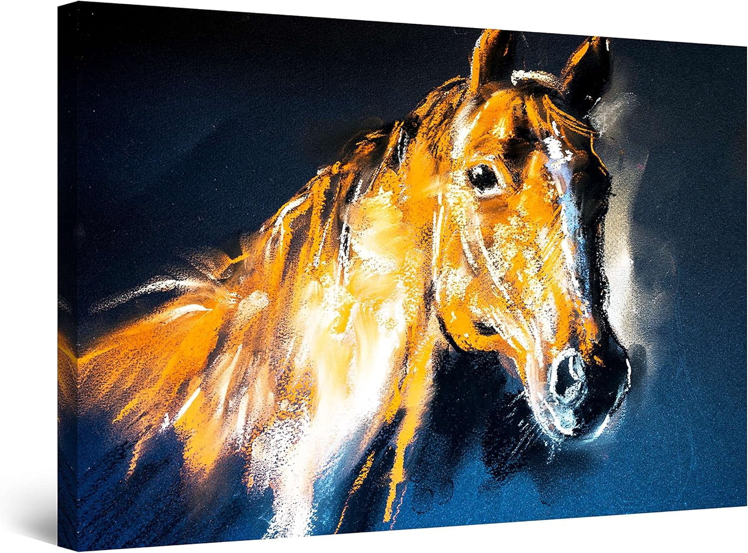 LXHB Lumous Canvas Wall Art Decor Brown Horse Stretched Prt, Modern for Bedroom or Livg Room ...