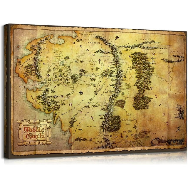 LXHB Middle Earth Map Wall Art Map of Middle Earth Wall Decor Maps of ...