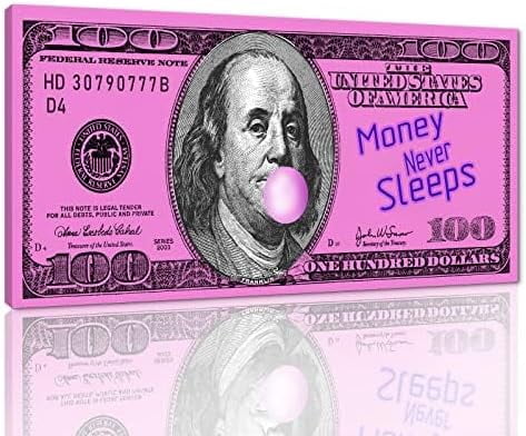 LXHB Money Never Sleeps Wall Art spiraional Pk Dollar Money Artwork Pop ...