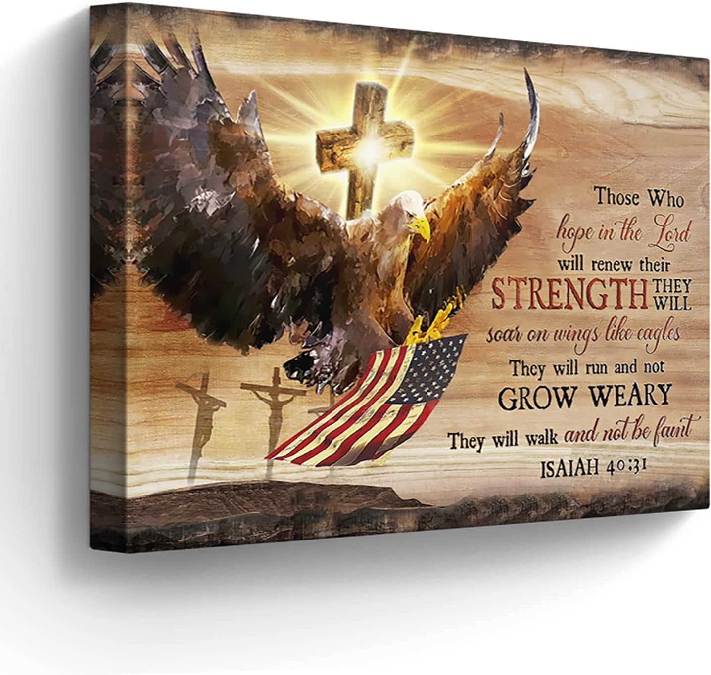 LXHB Motivational Bald Eagle Wall Art Christian Flying American Bald ...