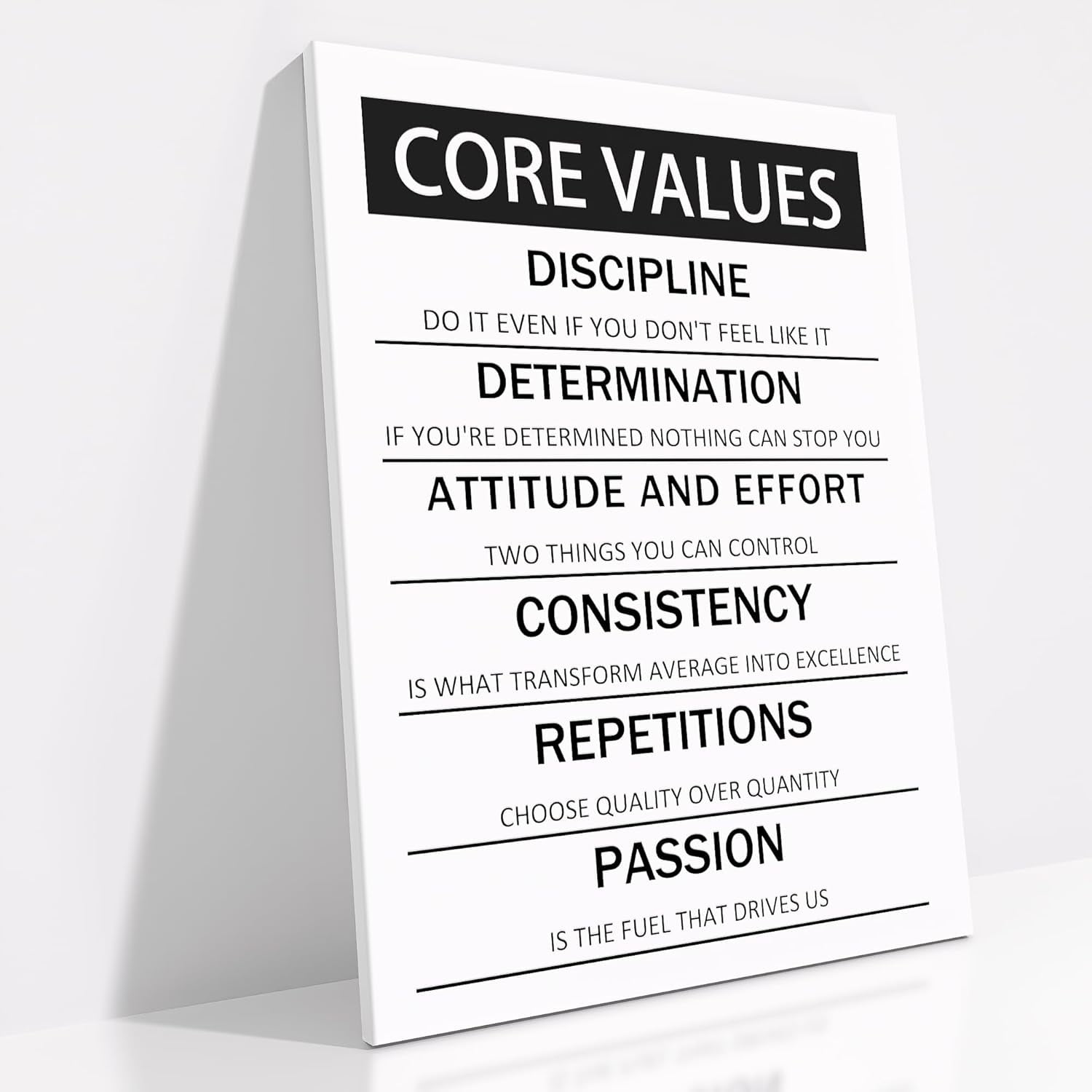 LXHB Motivational Poster Core Values spirational Canvas Wall Art Black ...