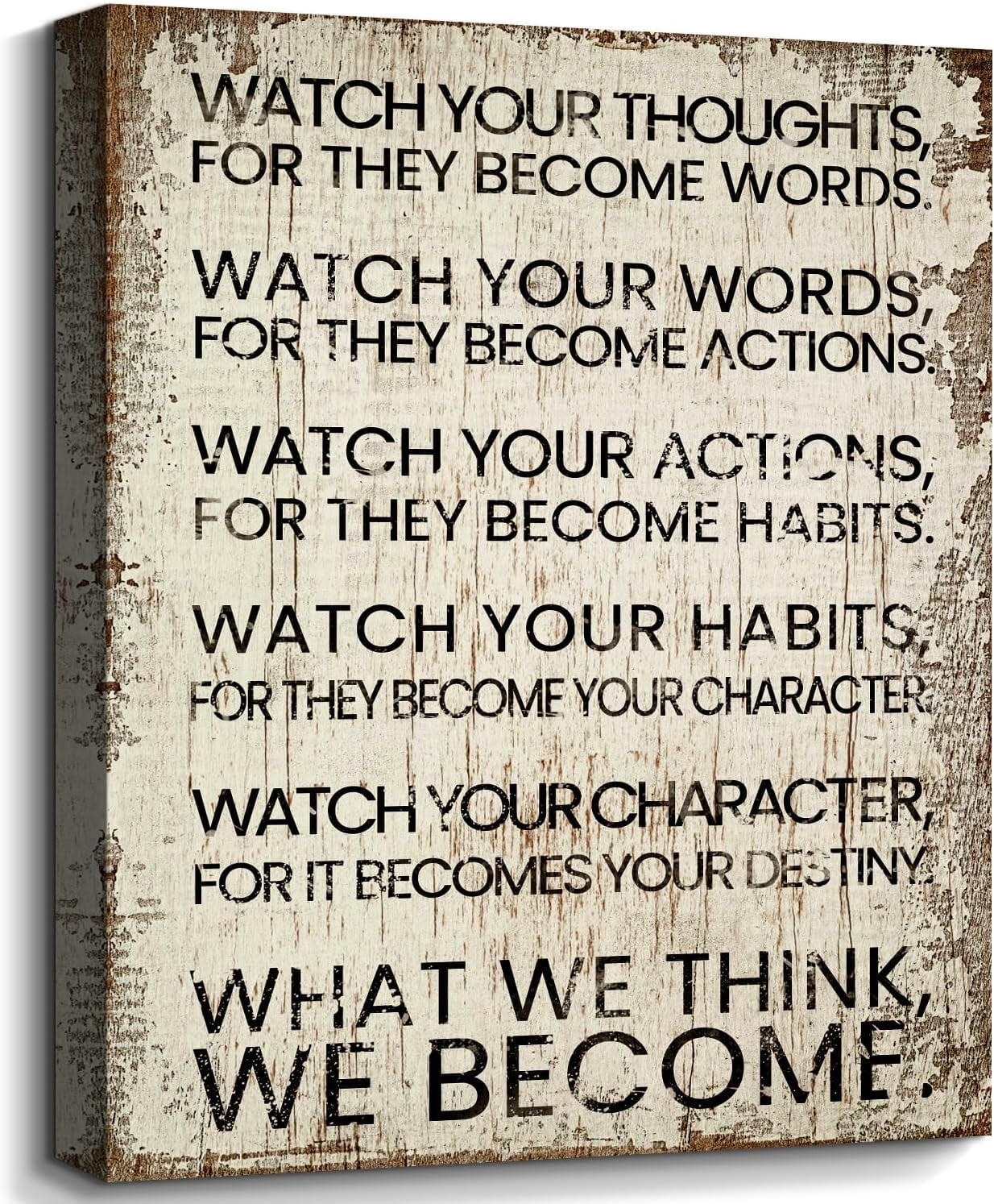 LXHB Motivational Quotes Watch Your Thoughts Wall Art Rustic ...