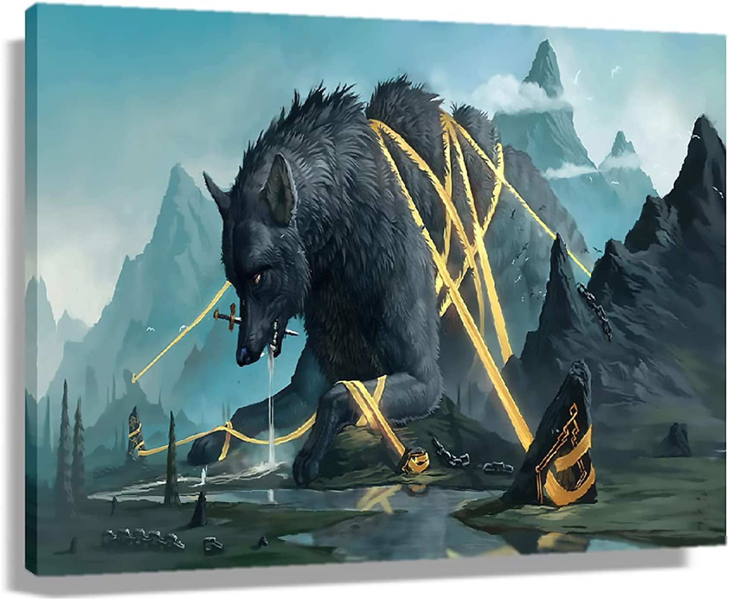 LXHB Norse Fenrir Wolf Poster Art Painting Wall Decor Contemporary ...