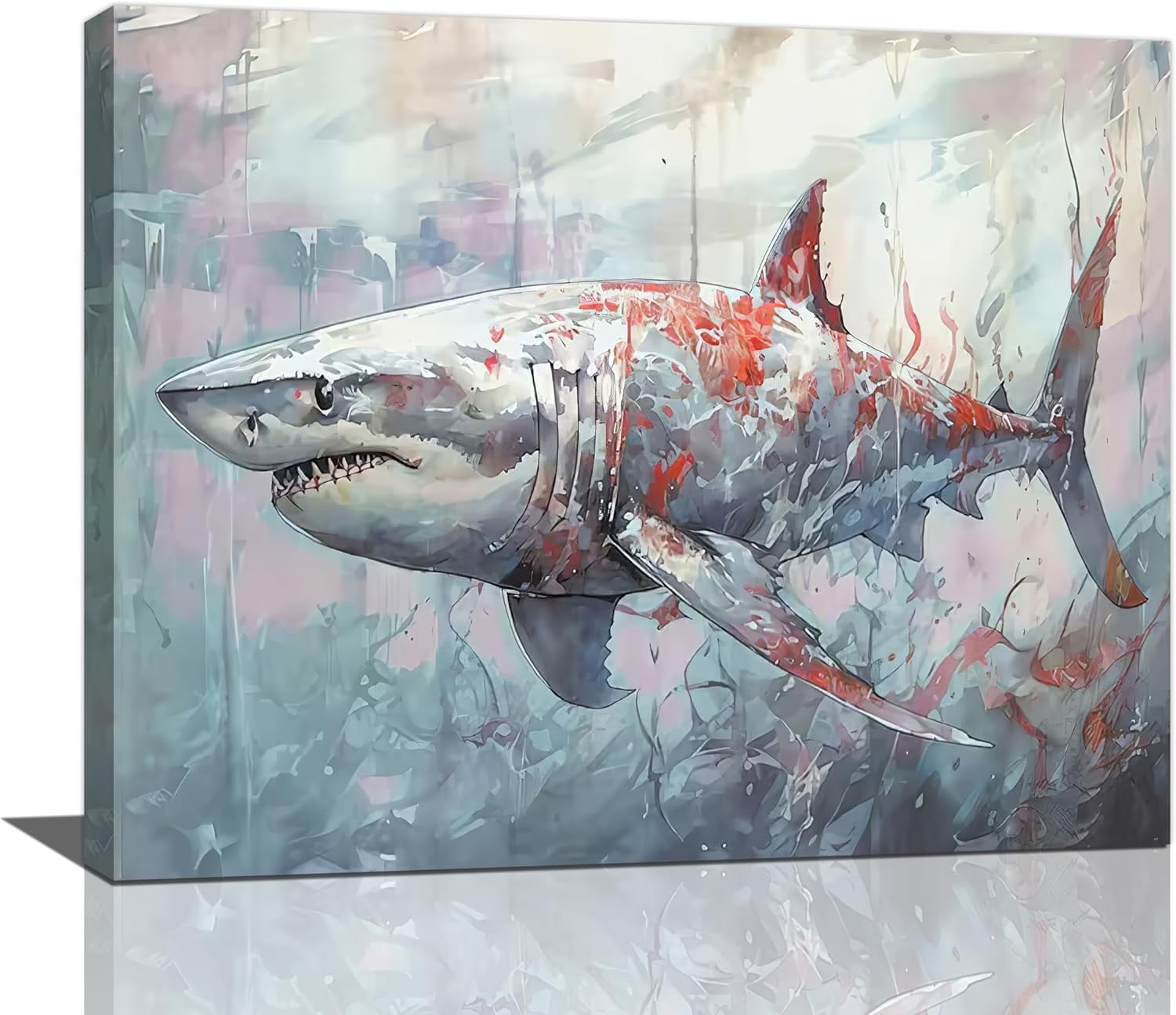 LXHB Ocean Shark Wall Art Nautical Shark Pictures Wall Decor Beach ...