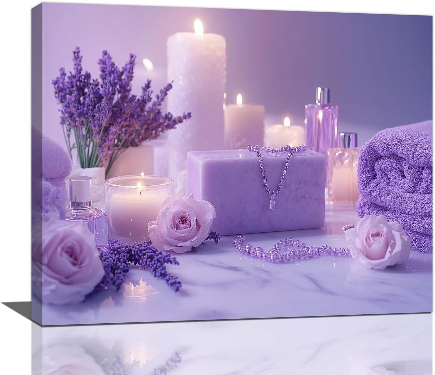 LXHB Purple Bathroom Decor Wall Art Lavender Spa Pictures Zen Spiritual ...