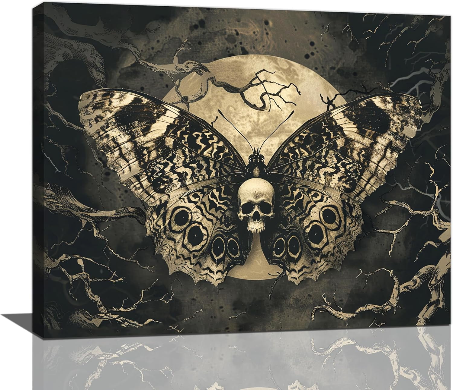 LXHB Skull Gothic Wall Art Skeleton Butterfly Dark Spooky Pictures Wall ...