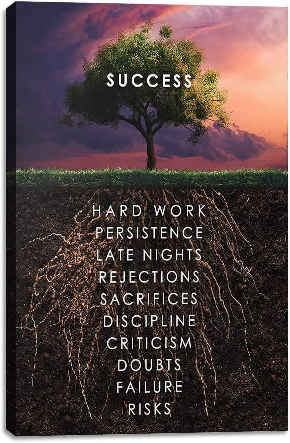 LXHB Success Treespirational Quote Canvas Wall Art Motivational Motto ...