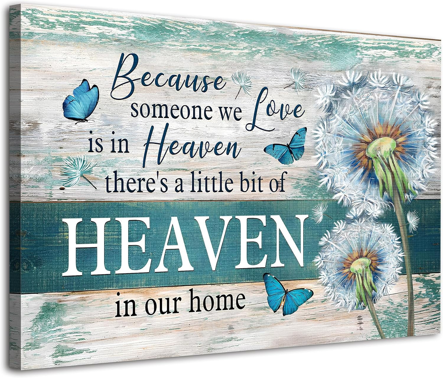LXHB Teal Wall Art Dandelion Butterfly Picture Wall Decor Memorial ...