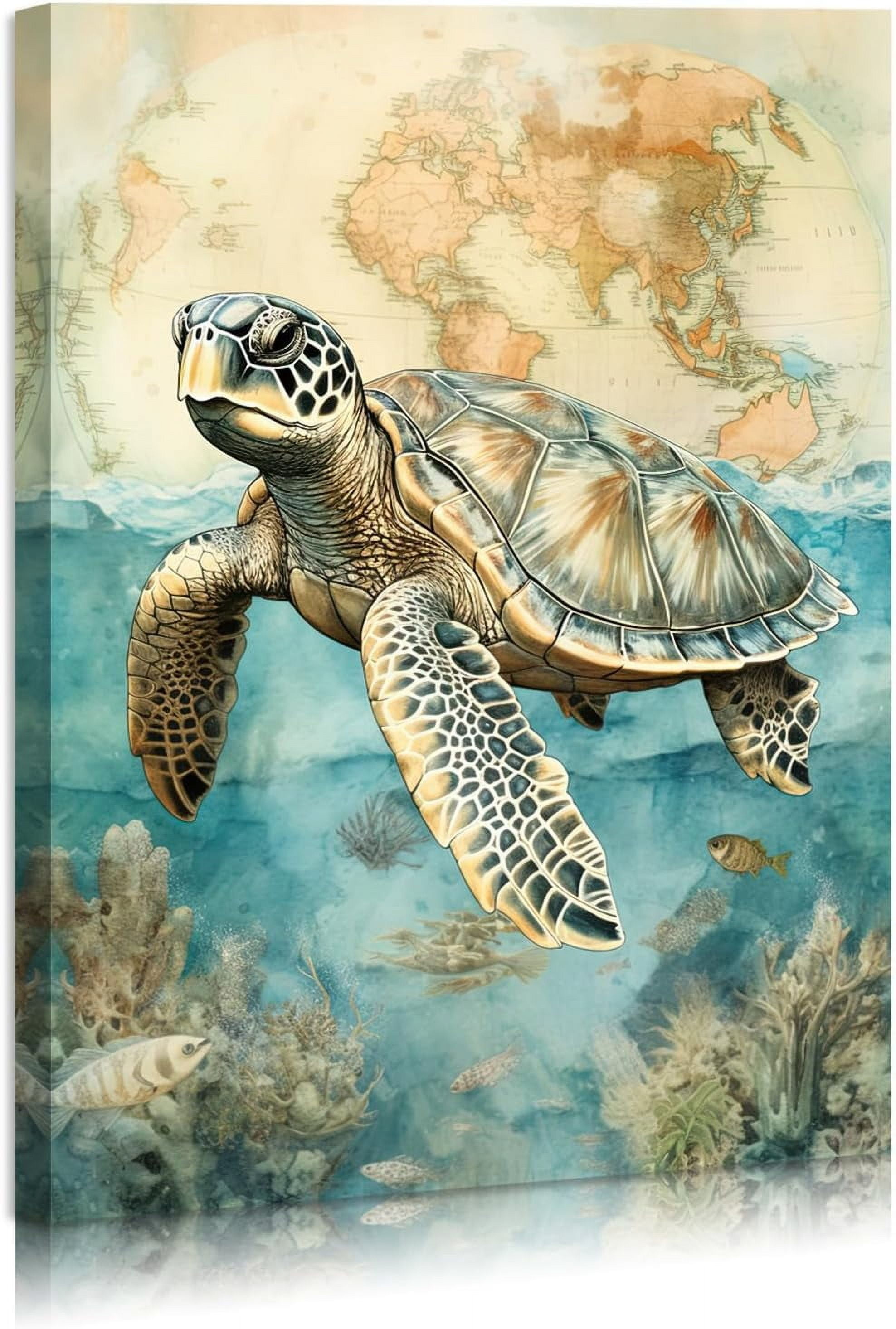 LXHB Turtle Wall Art Beach Decor Ocean Sea Turtle Coastal Decor Ocean ...