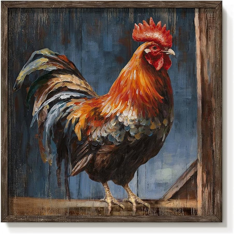 LXHB Vintage Rooster Wall Art : Farmhouse Animal Picture Country ...