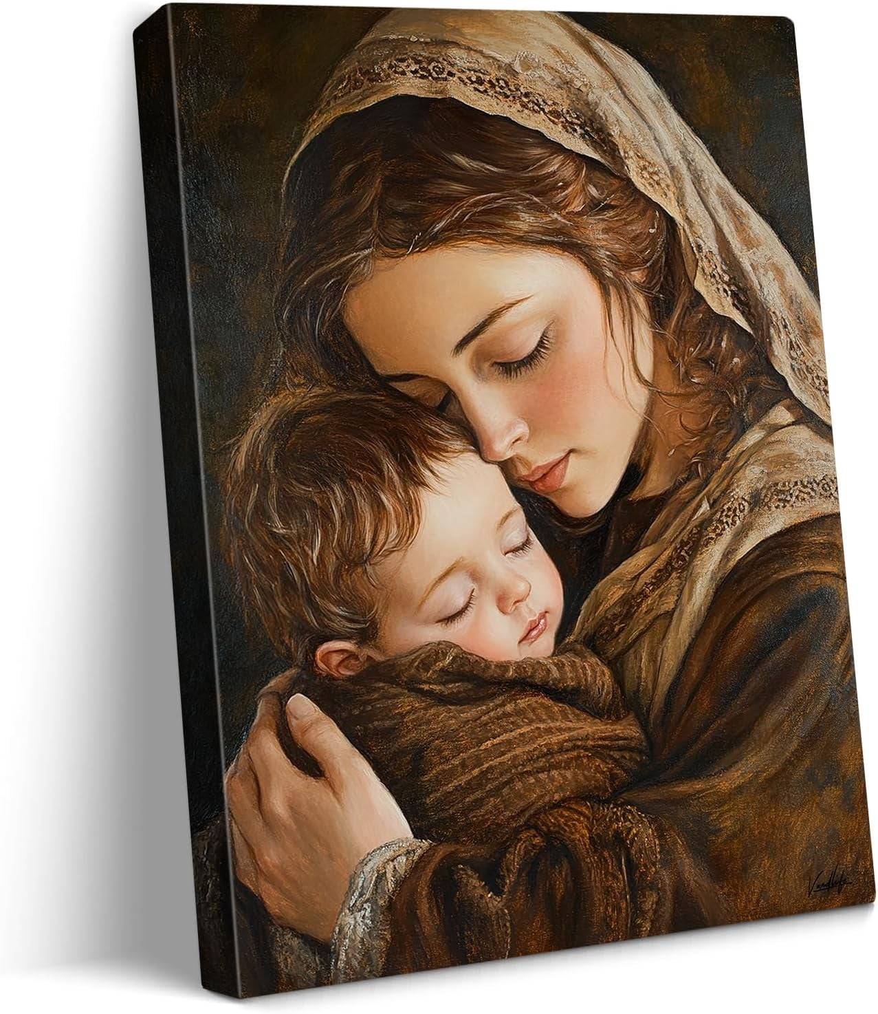 LXHB Virg Mary Canvas Wall Art Oil Patg Prts Serene Motherhood Embrace ...