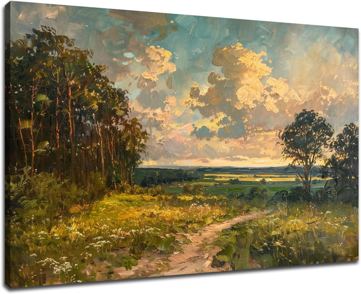 LXHB Vtage Countryside Village Forest Field Nature Wilderness Canvas ...