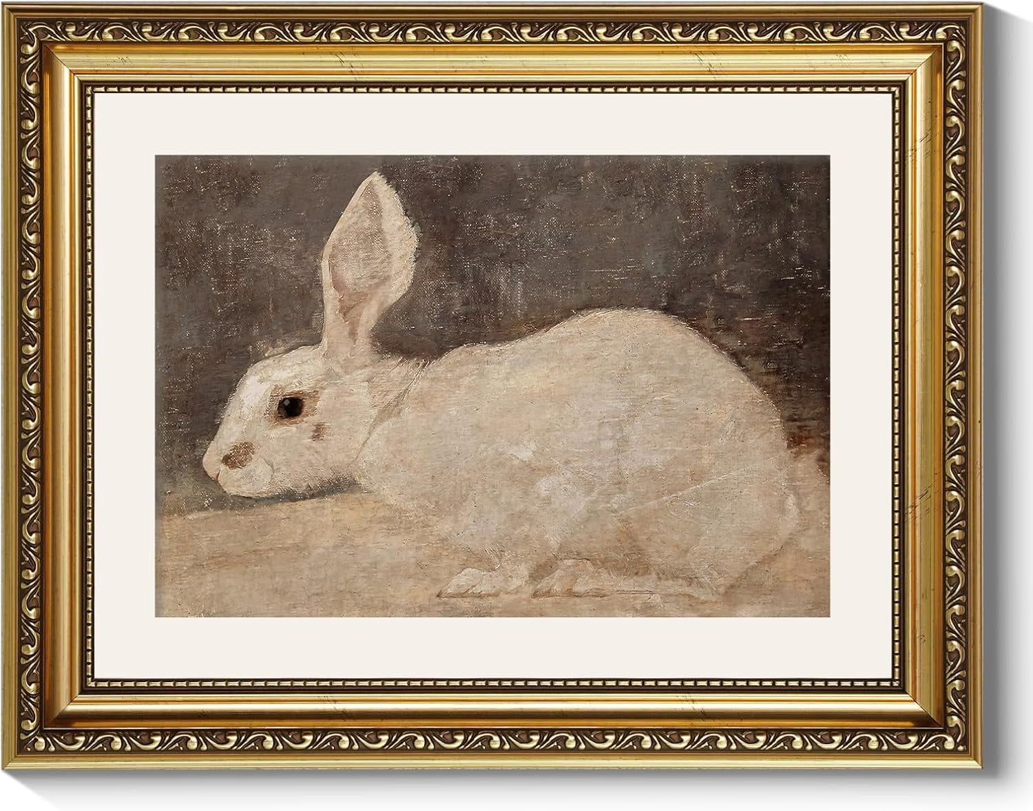 LXHB Vtage Gold Wall Art, Easter White Rabbit Patgs, Aesthetic Canvas ...