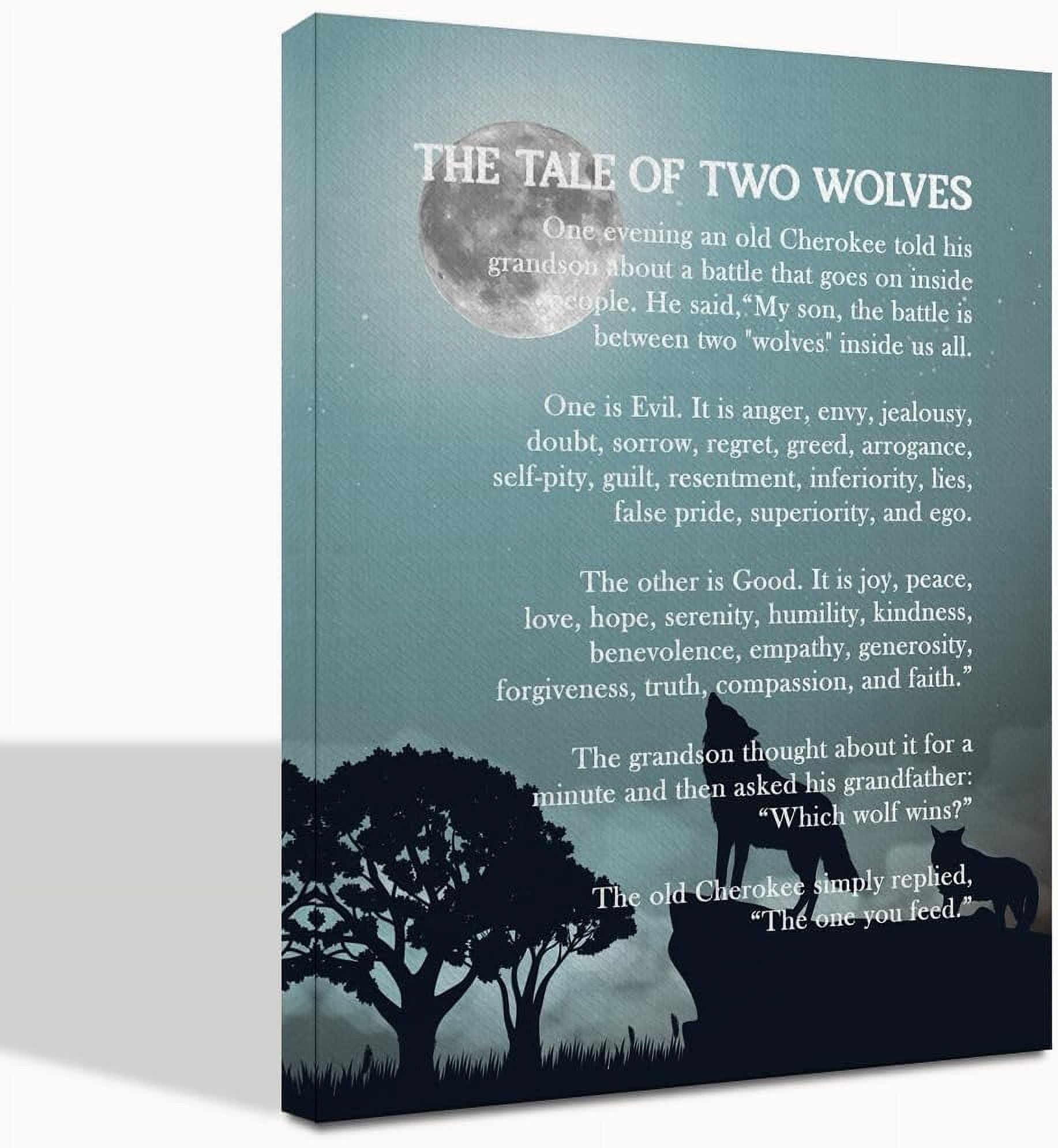 LXHB Wolf Wall Art, Wolf Poster, The Tale of Two Wolves, Wolf Décor ...